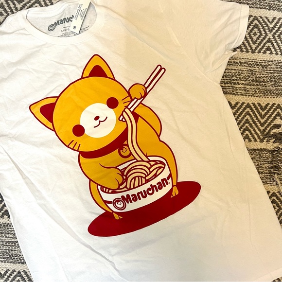 Shirts | New Ramen Cute Anime Cat Maruchan Japanese Noodles Tshirt ...